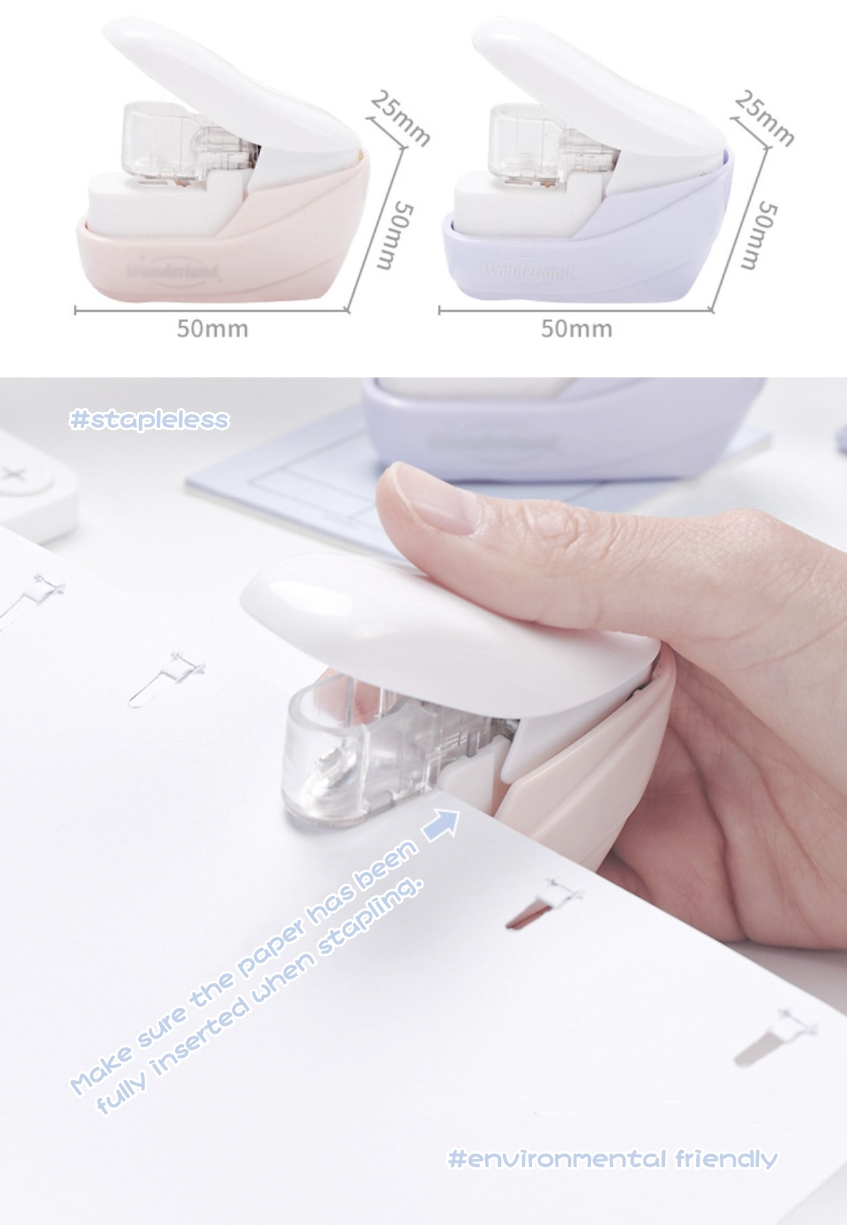 KWT Small Size Stapleless Stapler Light Duty Eco-Friendly Binding Paper ...
