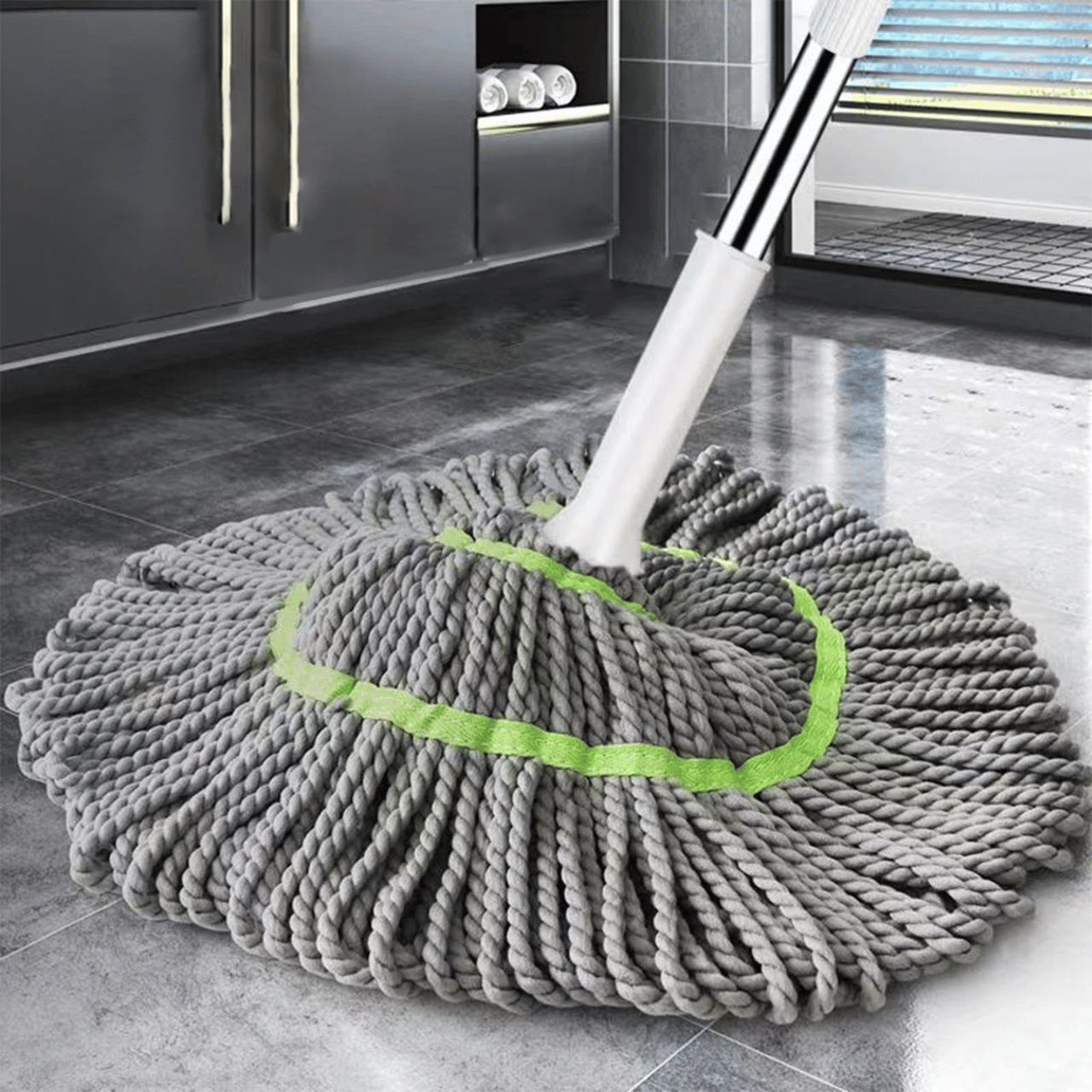 Mop Magic twist mop Hand-Free Adjustable handle Mop Kain Besar 50cm ...