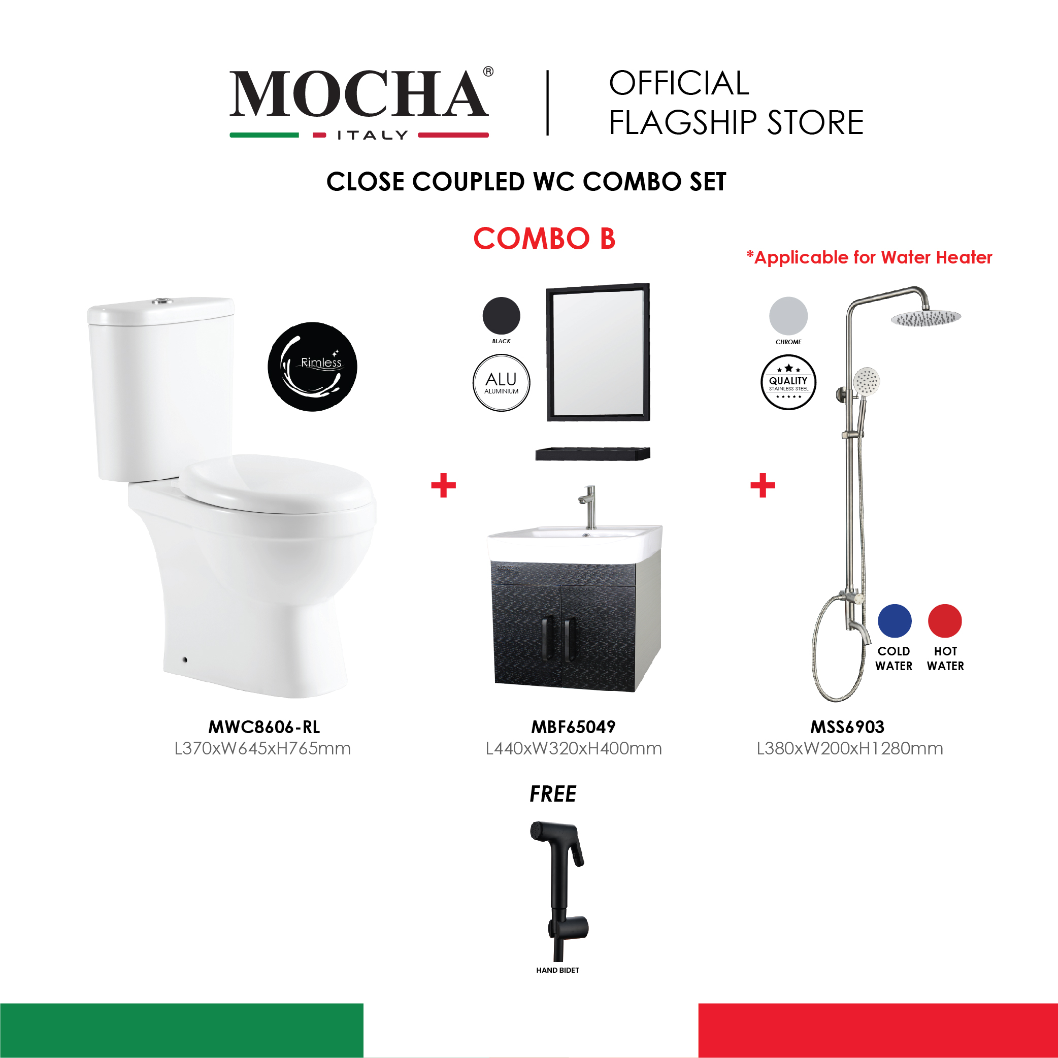MOCHA TWO PIECE WC COMBO SET MWC8606-RL water closet with basin cabinet ...