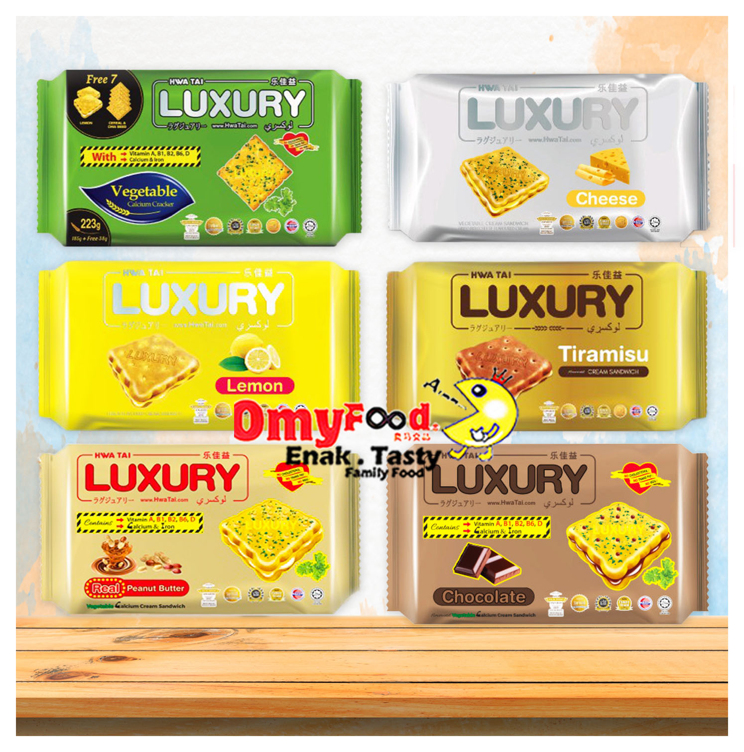 200g / 223g Hwa Tai Luxury Biscuits [Vegetable/ Tiramisu/ Lemon/ Cheese ...