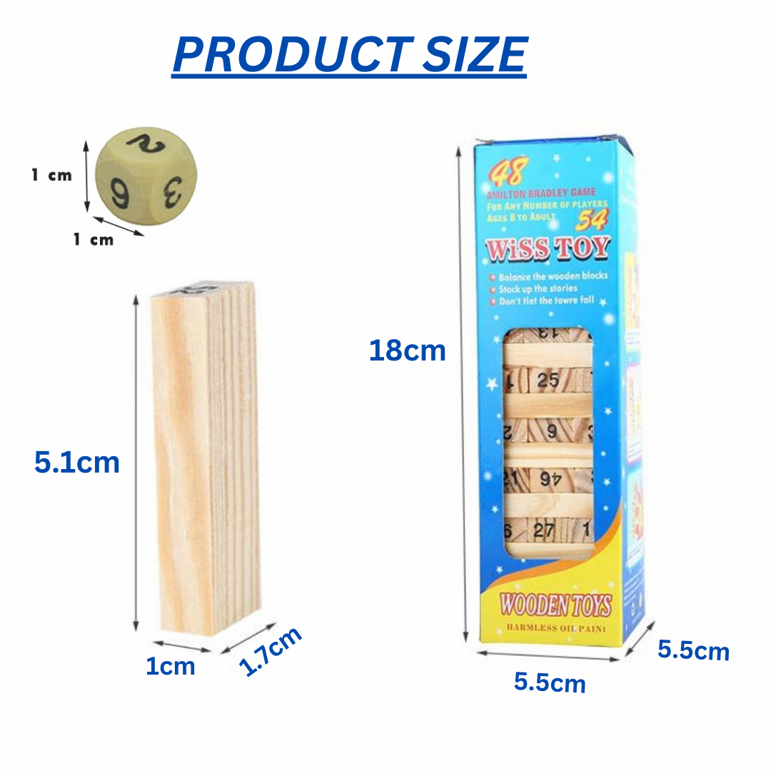 54pcs Mini Wooden Tower Number Stacking Tower Building For Children Toy ...