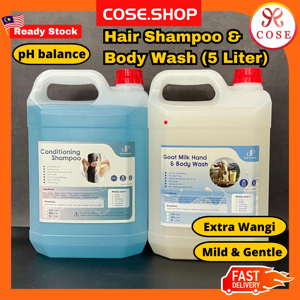 COSE 5 Liter Premium Hair Shampoo Body Shampoo Hand & Body Wash Shower ...