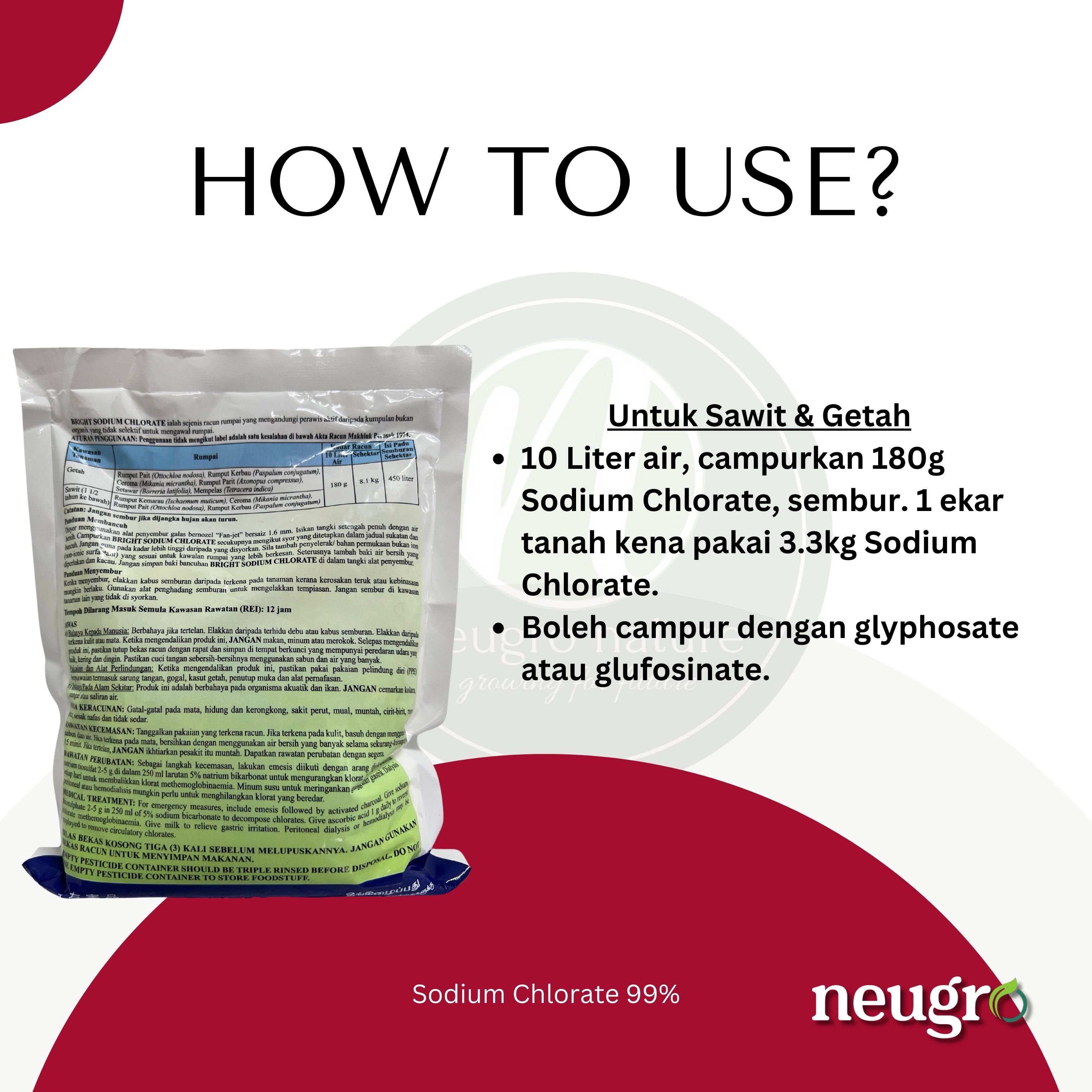 Sodium Chlorate 99% (1kg) Herbicide Racun Rumpai Untuk Pelbagai Rumput ...