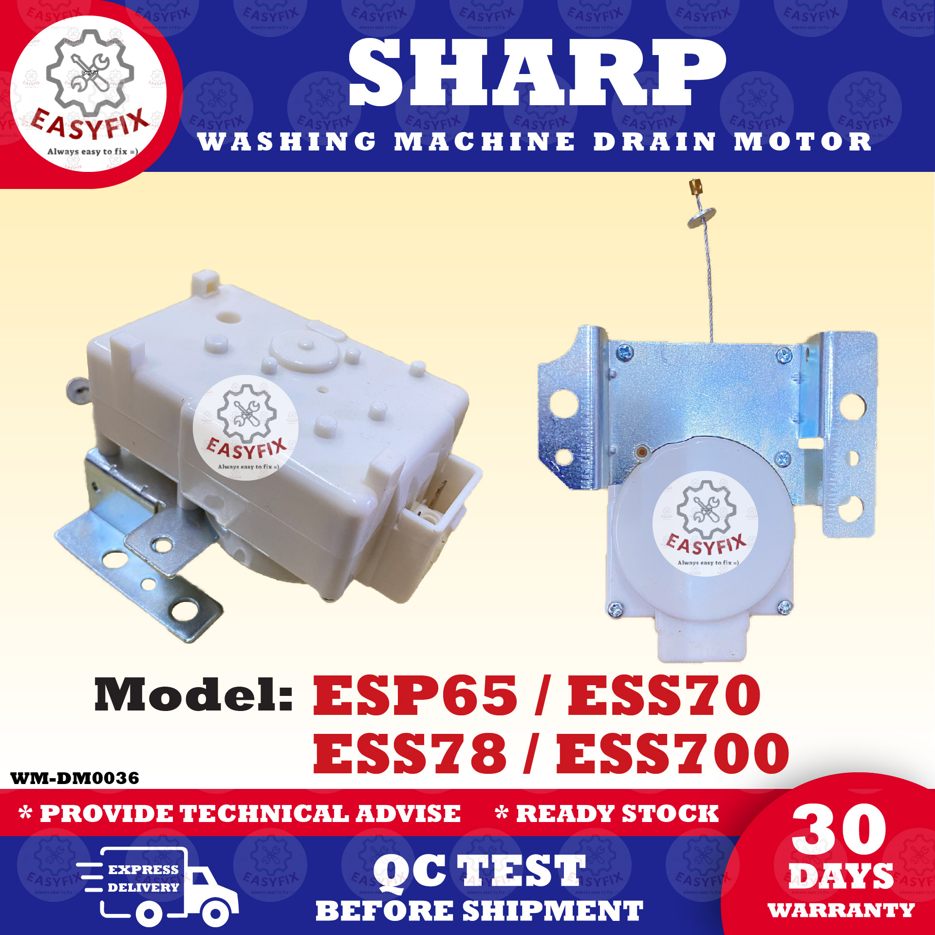 (OEM) ESP65 / ESS70 / ESS78 / ESS700 SHARP WASHING MACHINE DRAIN MOTOR ...