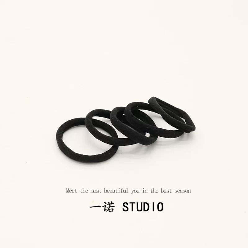 Getah Rambut Hitam Black Rubber Band Tuala Simple School Girl Hair Ties ...