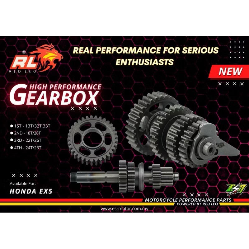 RED LEO GEARBOX SET EX5 GEAR 1-2-3-4 TYPE 1 / TYPE 2 GEAR BOX EX5 100% ...