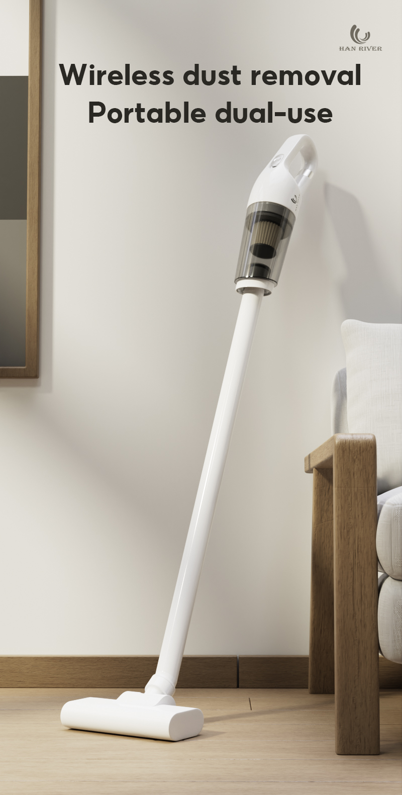 HAN RIVER Cordless Vacuum Cleaner 5 IN 1 25000Pa Strong Suction ...