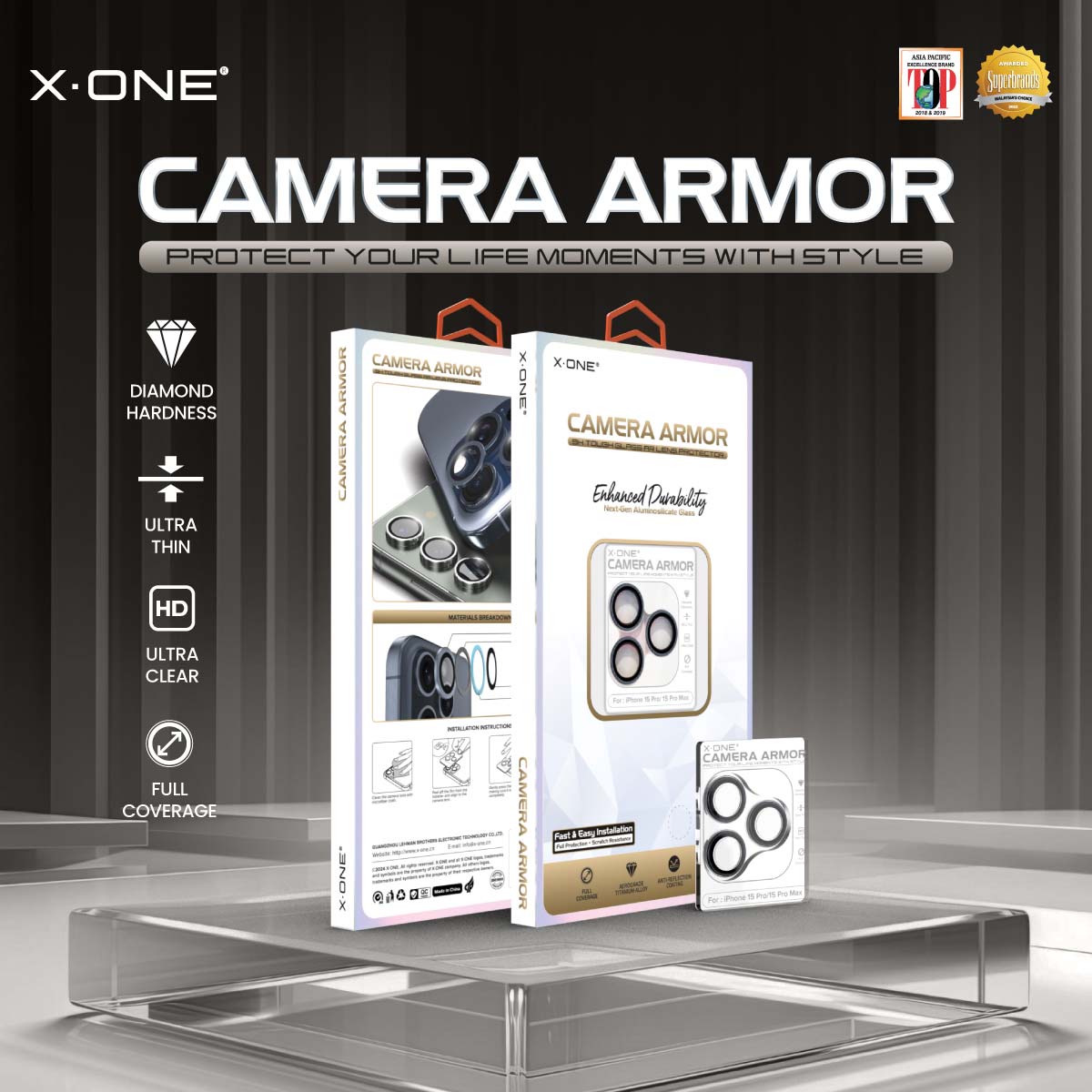X.One Camera Armor for iPhone 16/15/14/13 Pro Max Corning Glass with ...