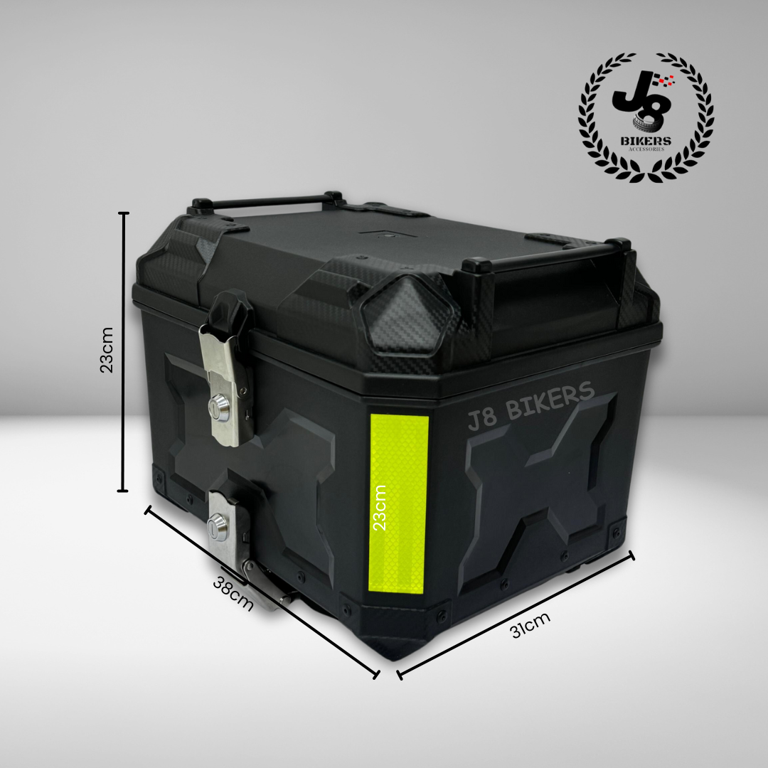 UNIVERSAL MOTORCYCLE X DESIGN PLASTIC ABS TOP BOX WITH BASE 45L DUAL ...