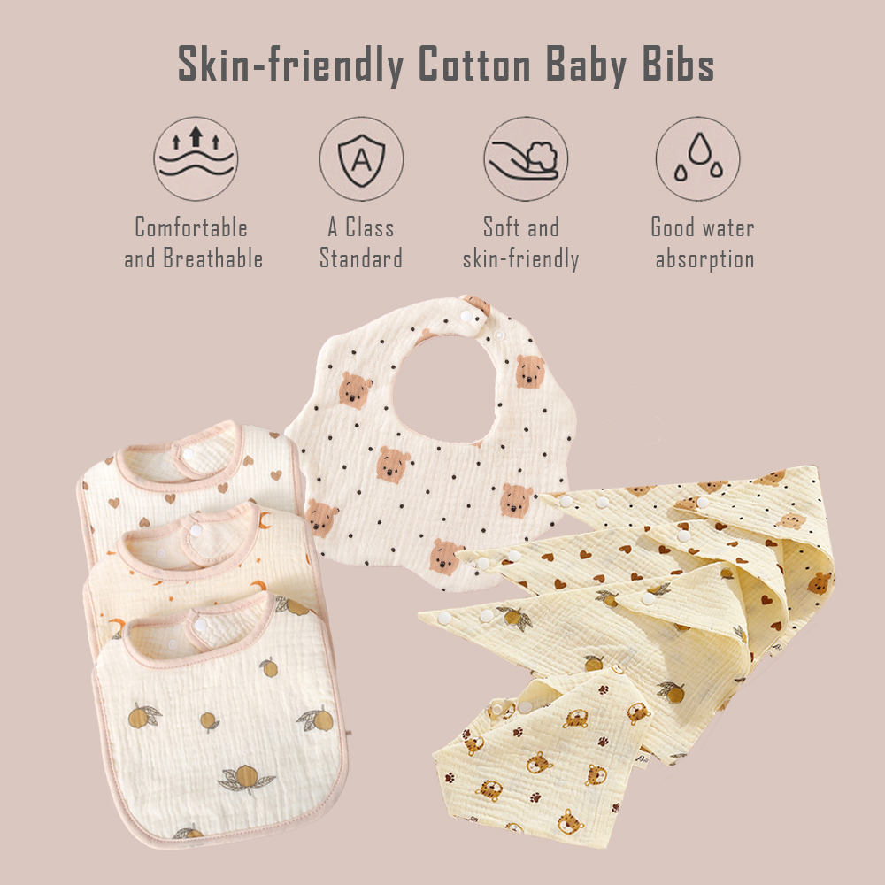 EZYLITTLES 6 layers U-Shape Baby Bibs Handkerchief Bib Newborn Kids ...