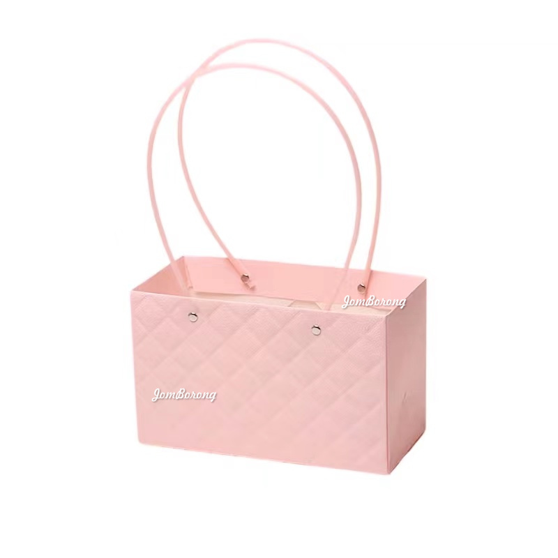 MACAROON TOTE BAG Rectangular Shaped Flower Paper Chain Handle Doorgift ...