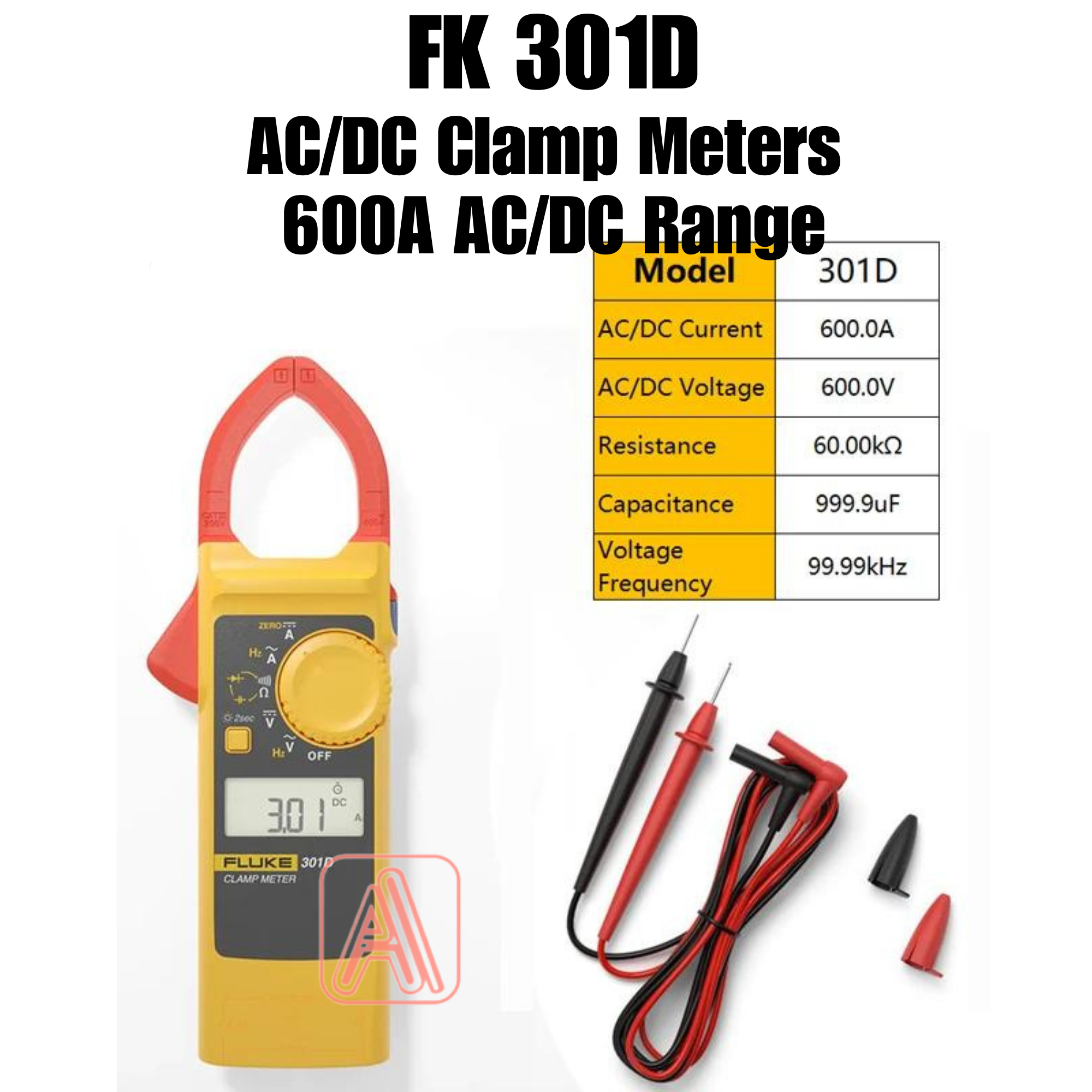 Fluke 301D AC/DC Clamp Meter, 600A AC/DC range-Original | Shopee Malaysia