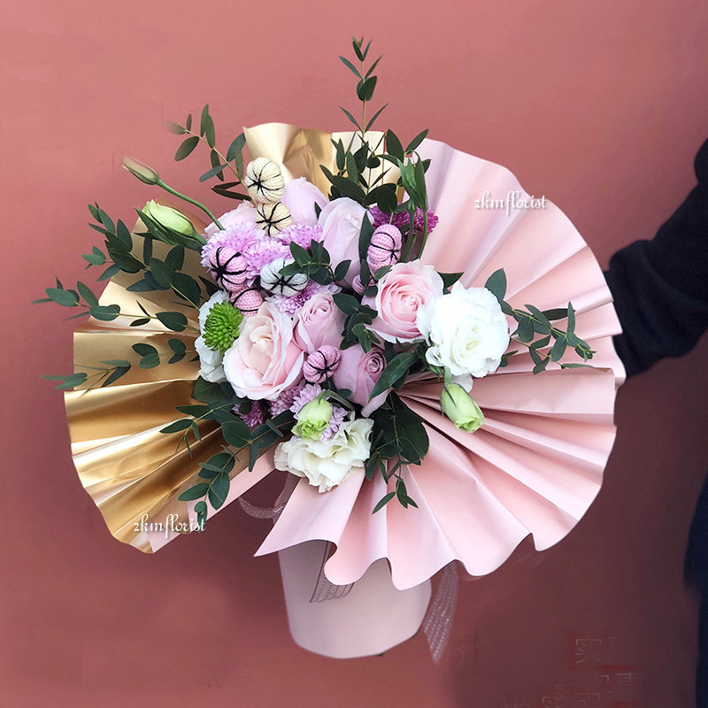 2TONE GOLD Waterproof Flower Wrapping Paper Bouquet Gift Florist Wrap ...