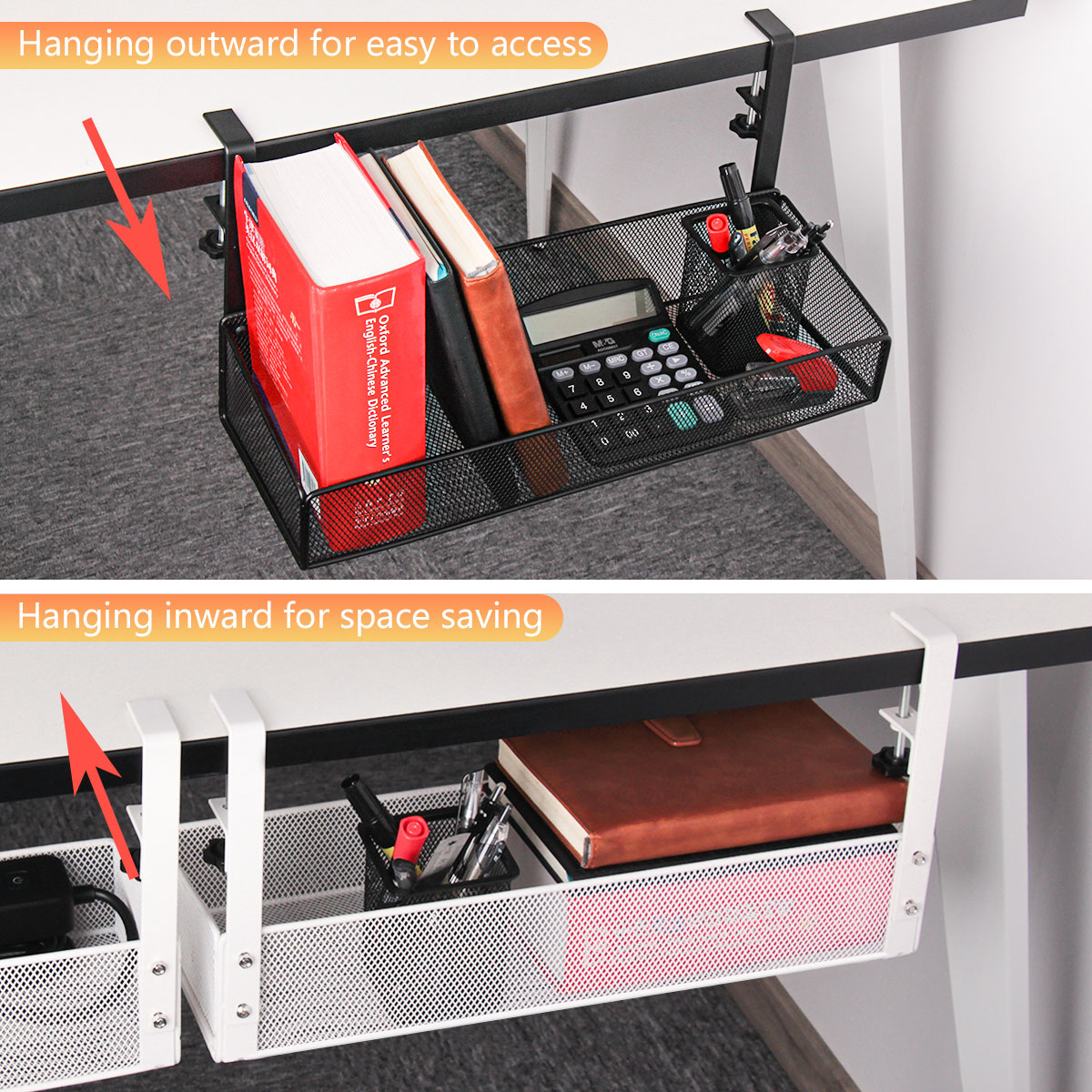 No-Drill Under Desk Cable Management Tray Wire Organizers Adjustable ...