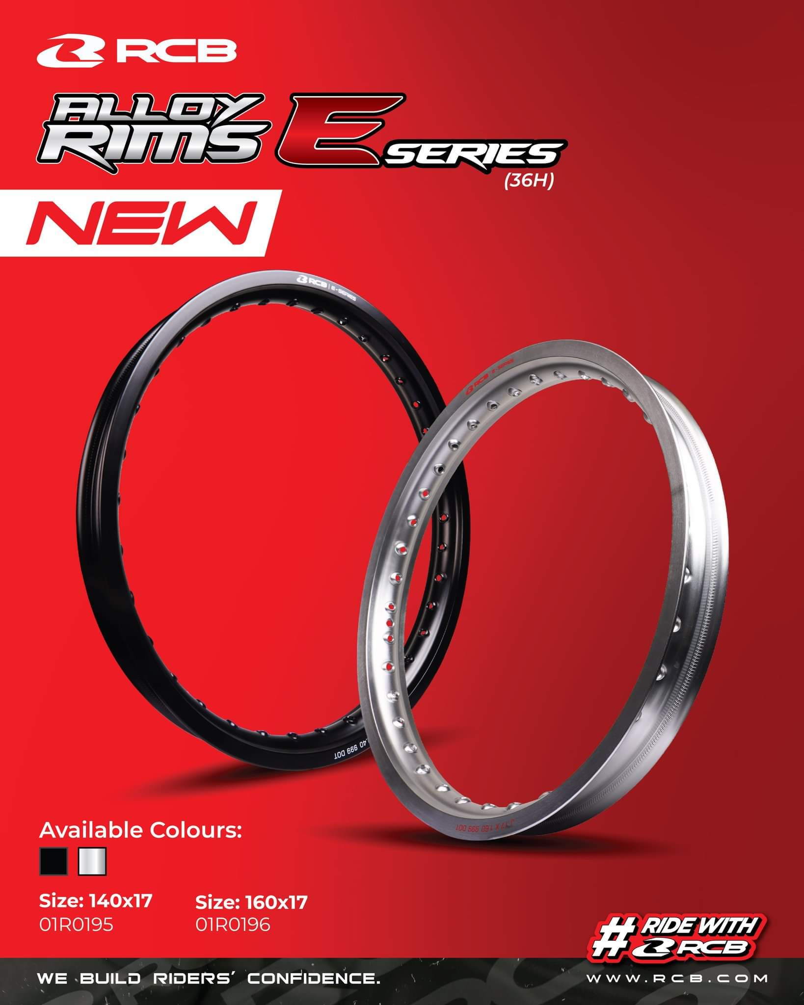 RCB ALLOY RIM E SERIES (36H) 160*17 SILVER BLACK 160/17 36 HOLE ( HARGA ...