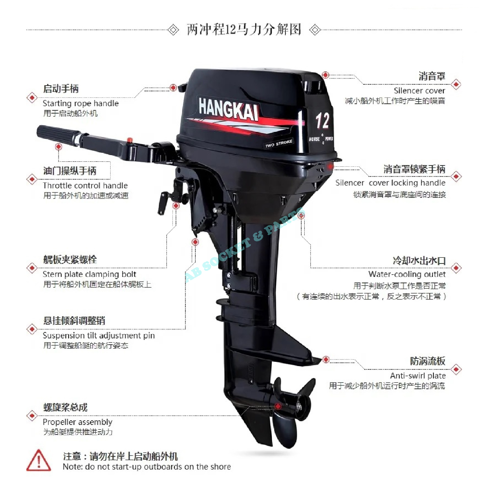 Hangkai 2 Stroke 12HP Short Shaft Boat Motor Outboard (Ready Stock) | Shopee Malaysia