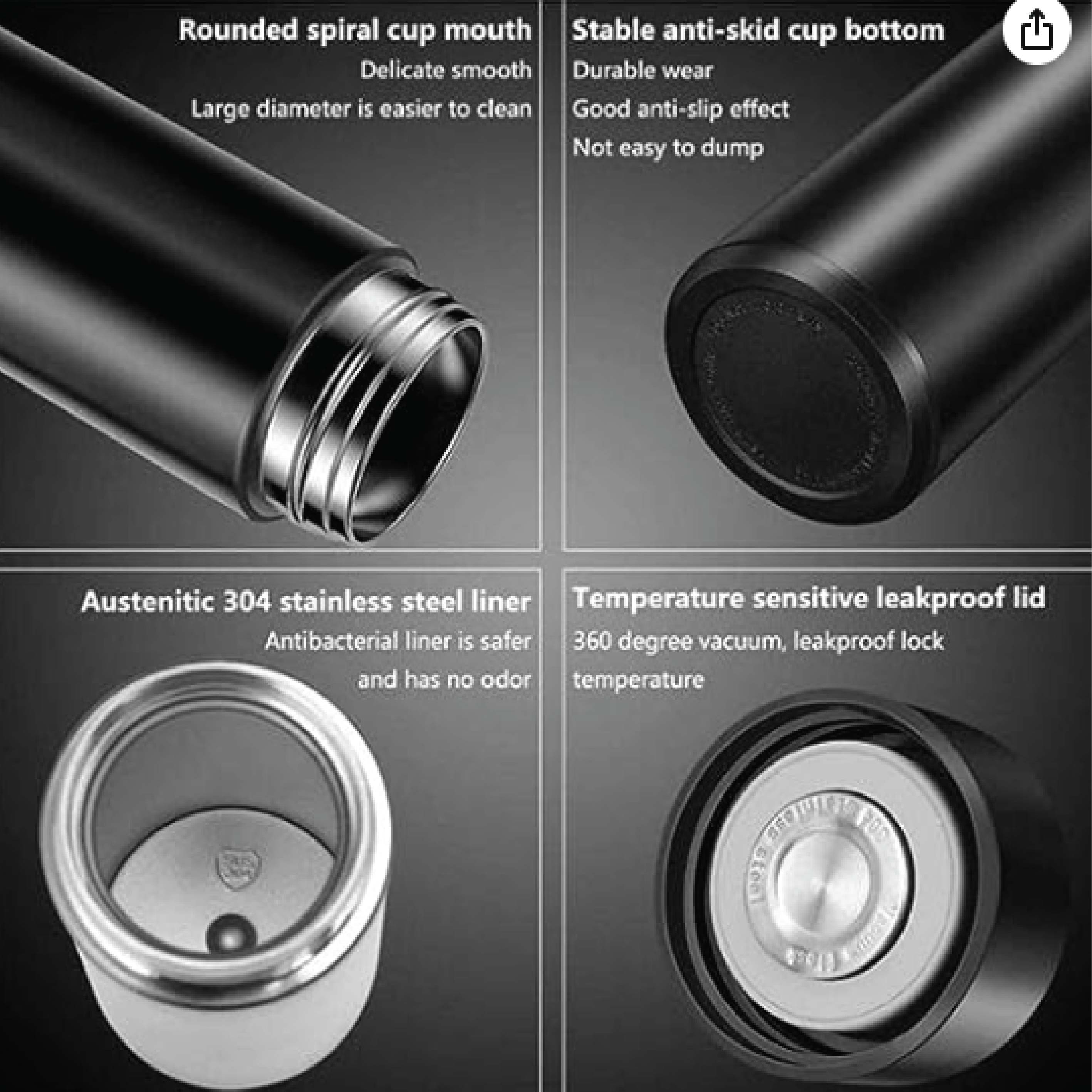 🍋 500ml LED Thermos Smart Temperature Flask with LED Display Vacuum ...