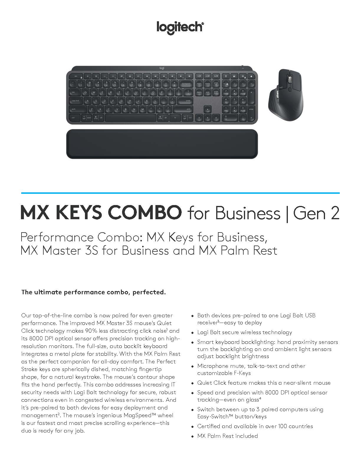 LOGITECH MX Keys Combo For Business Gen 2 - MX Keys Wireless Keyboard ...