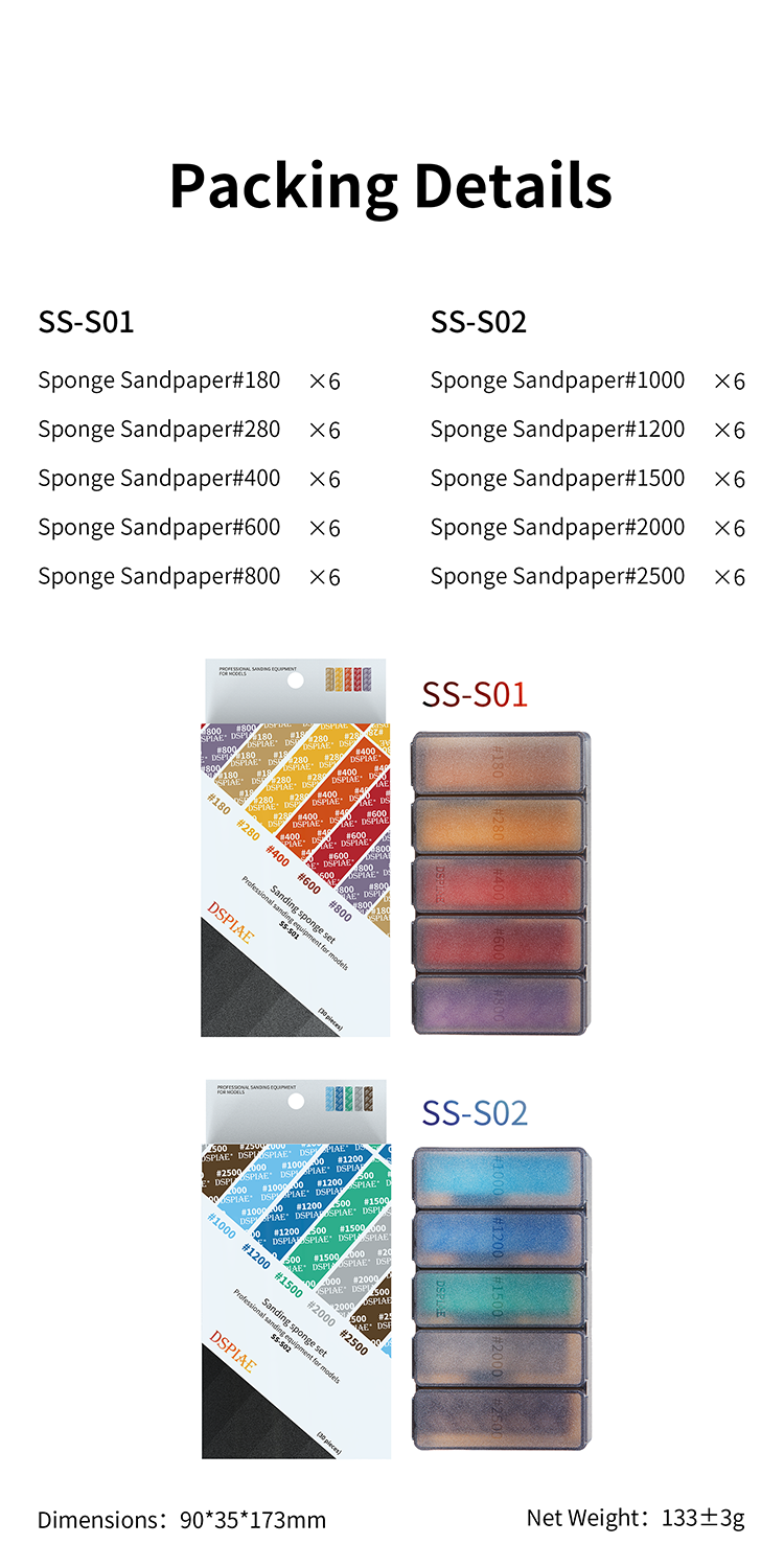 DSPIAE SS SERIES SANDING SPONGE [SET- 30 PCS-5 TYPES ] | Shopee Malaysia