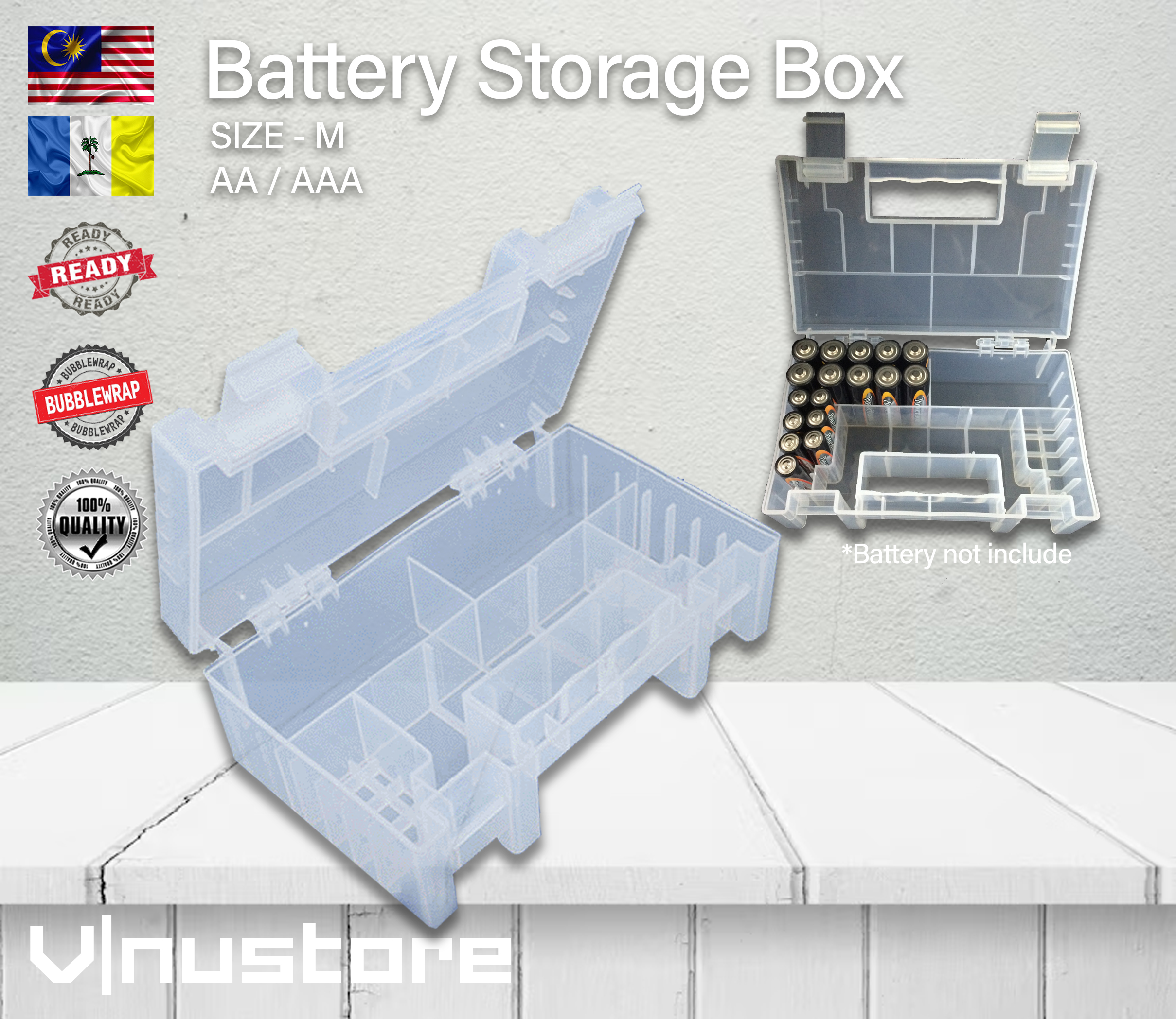 Battery Storage Box | AA AAA 9V Size C Size D Batteries Compartment ...