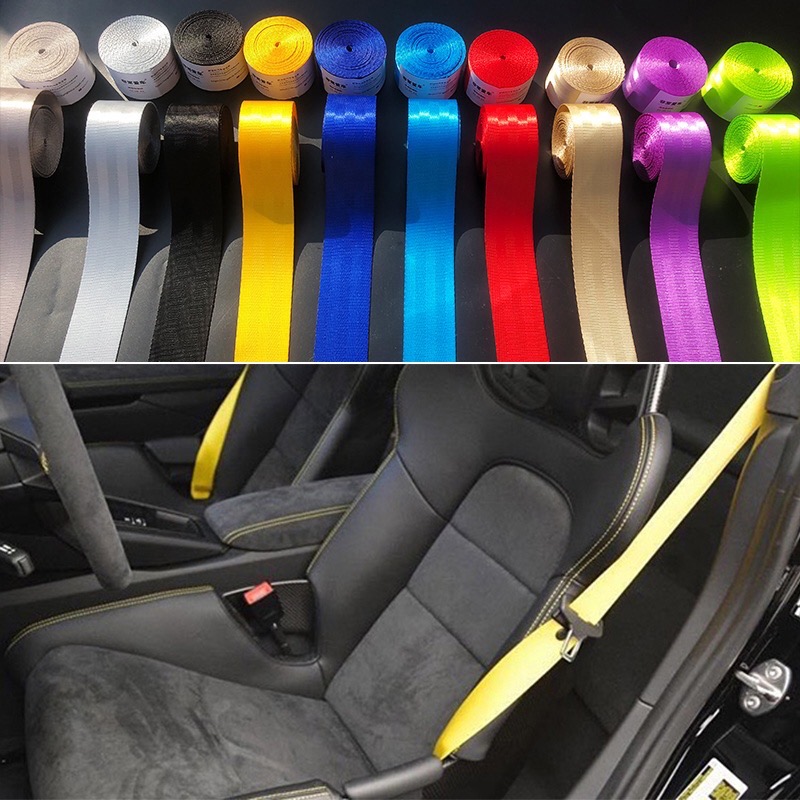 COLOURFUL UNIVERSAL Car Seat Belt Front Safety Webbing Fabric Strap 3 ...