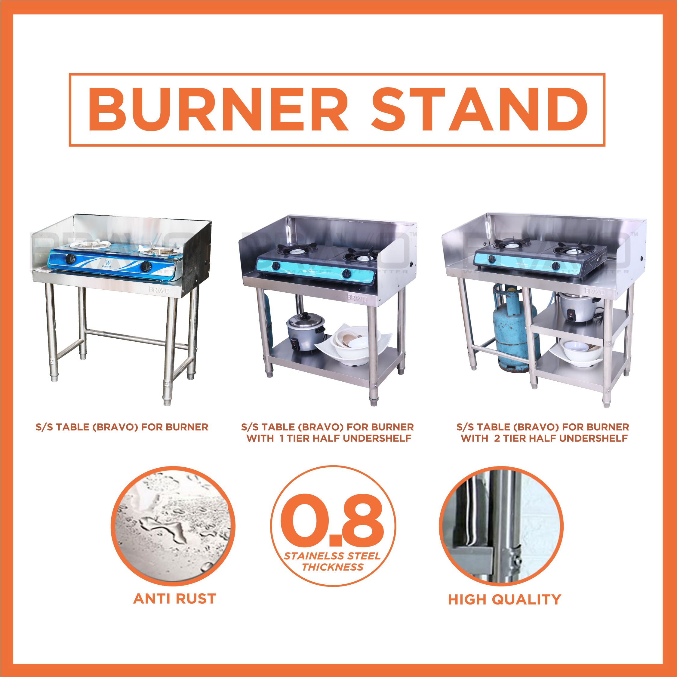 Meja Stainless Steel Table Cooking Table Kitchen Burner Stand Stove ...