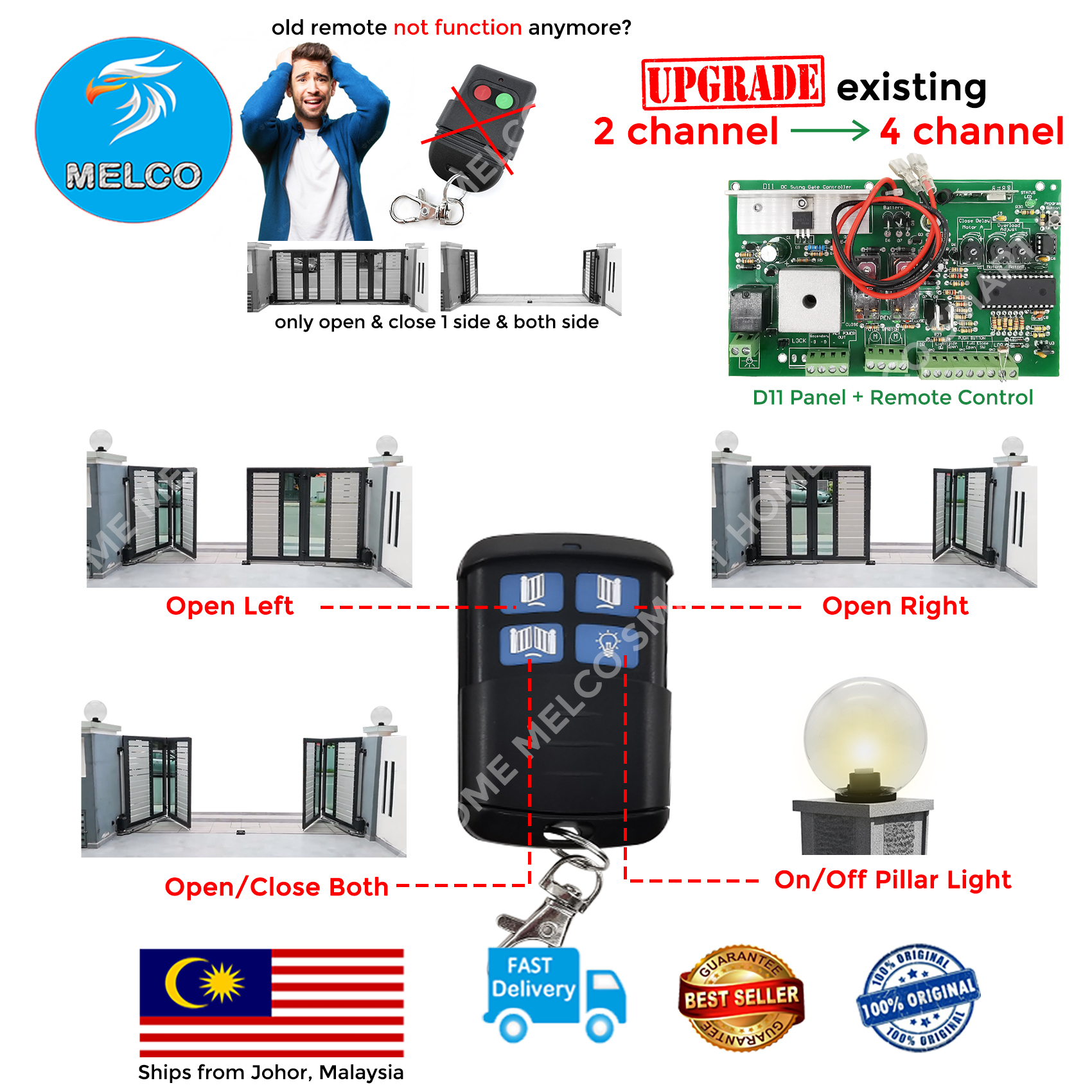 D11 Arm Board - 4CH 433mhz Built-in Receiver Swing / Folding Gate ...