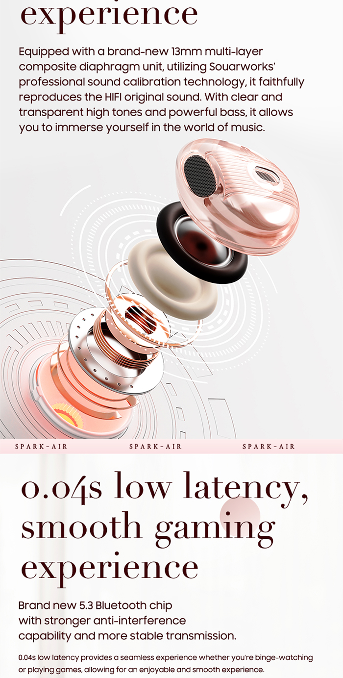 DIVOOM SPARK-AIR Bluetooth Earphone Mini & Compact Adaptive Noise ...