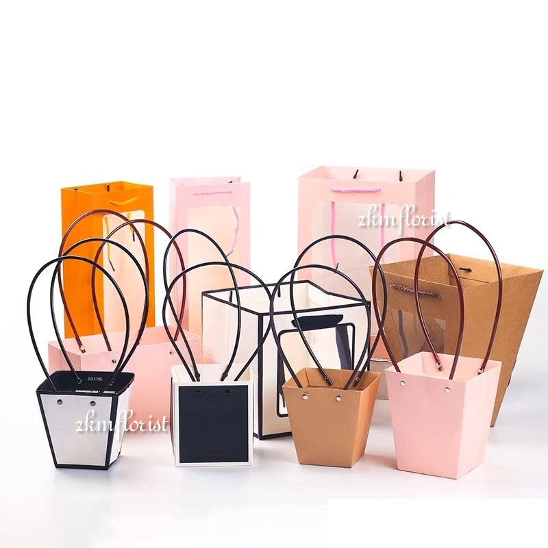 MACAROON TOTE BAG Rectangular Shaped Flower Paper Chain Handle Doorgift ...