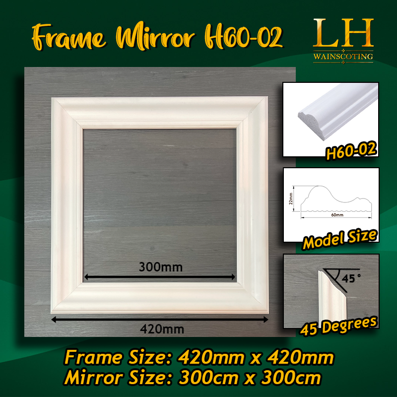 DIY Wainscoting Mirror Frame 30cmx30cm Frame PS Wainscoting Siap Potong ...