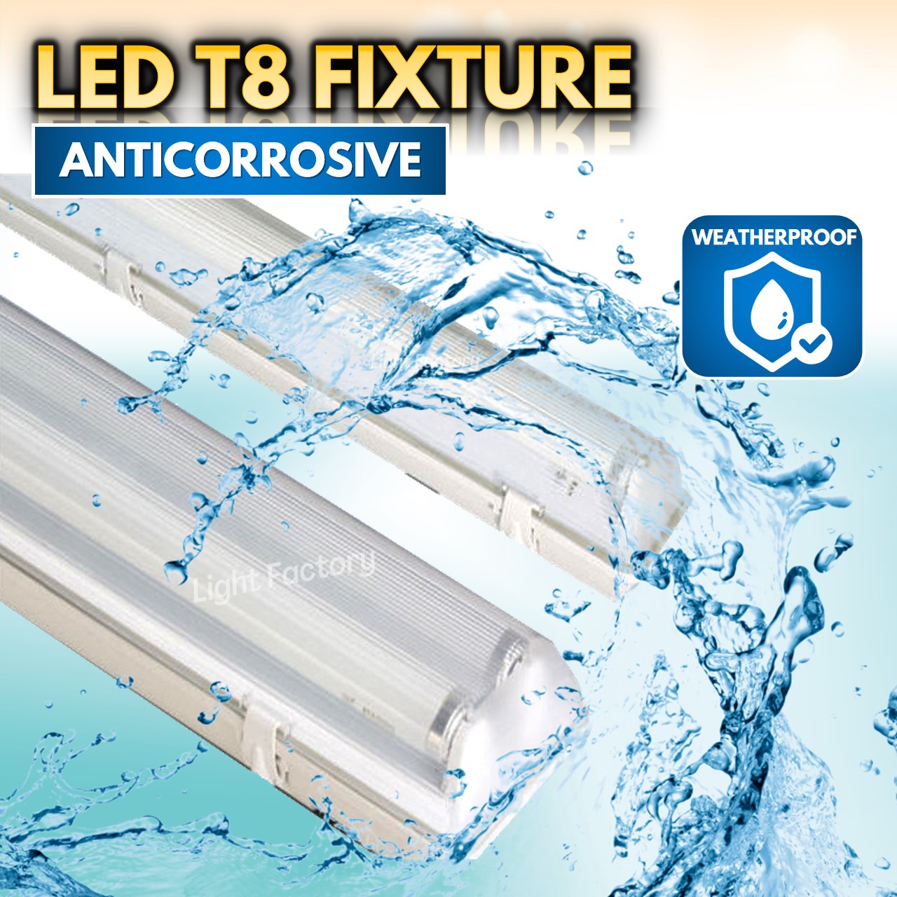 Anti Corrosive/Weatherproof LED T8 Single Circuit Casing For T8 LED ...