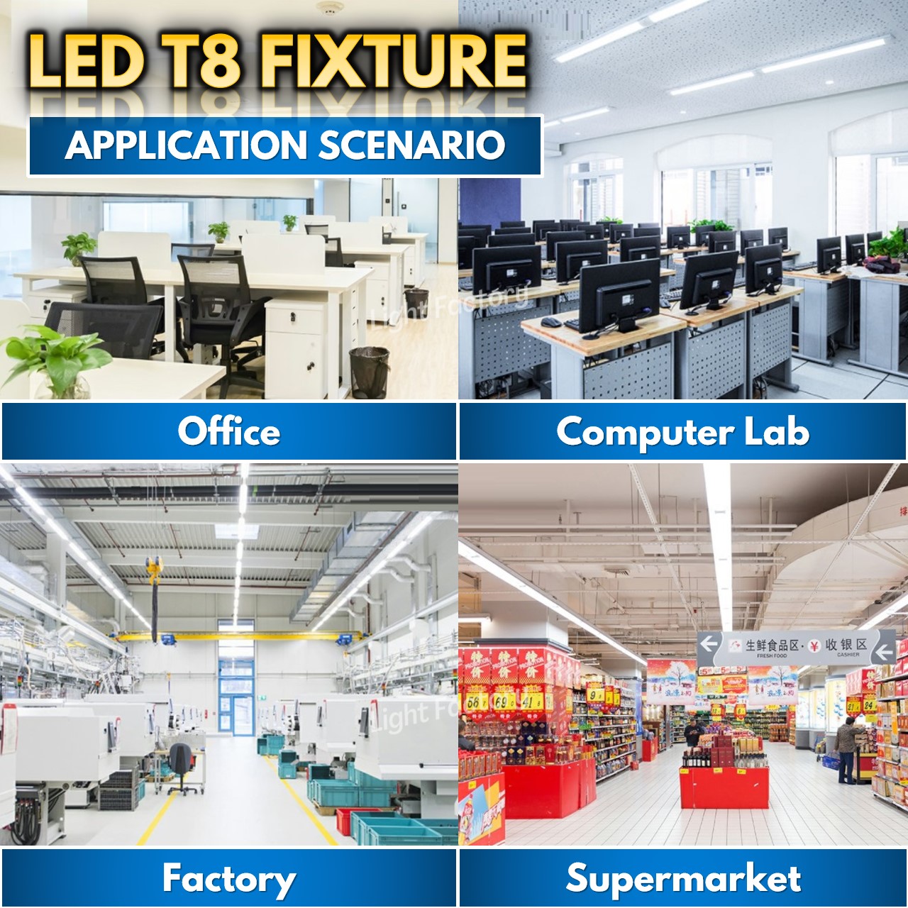 LED T8 Louver Fitting T8 Fitting Single Circuit Double Circuit Frosted ...