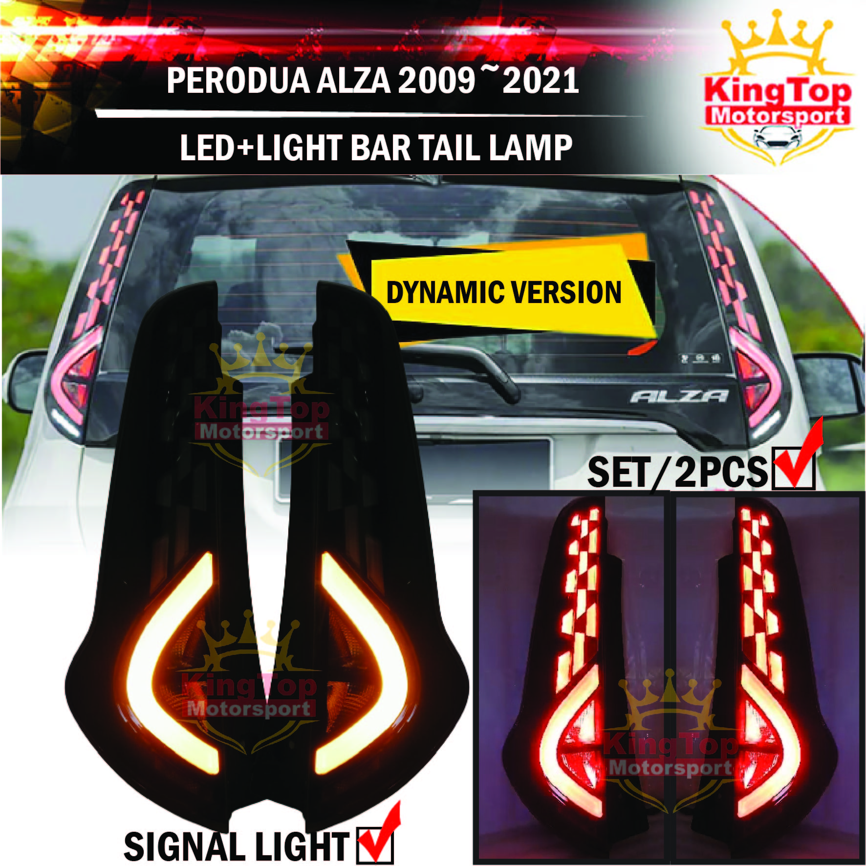 Vland Perodua Alza 2010-2021 Dynamic LED Light Bar Tail Lamp with ...