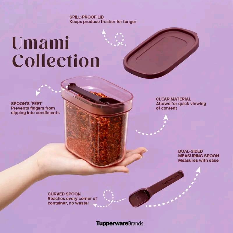 Tupperware Ezy Store 840ml With Spoon (Salt Spice Container) shelf saver / Tupperware Umami ...
