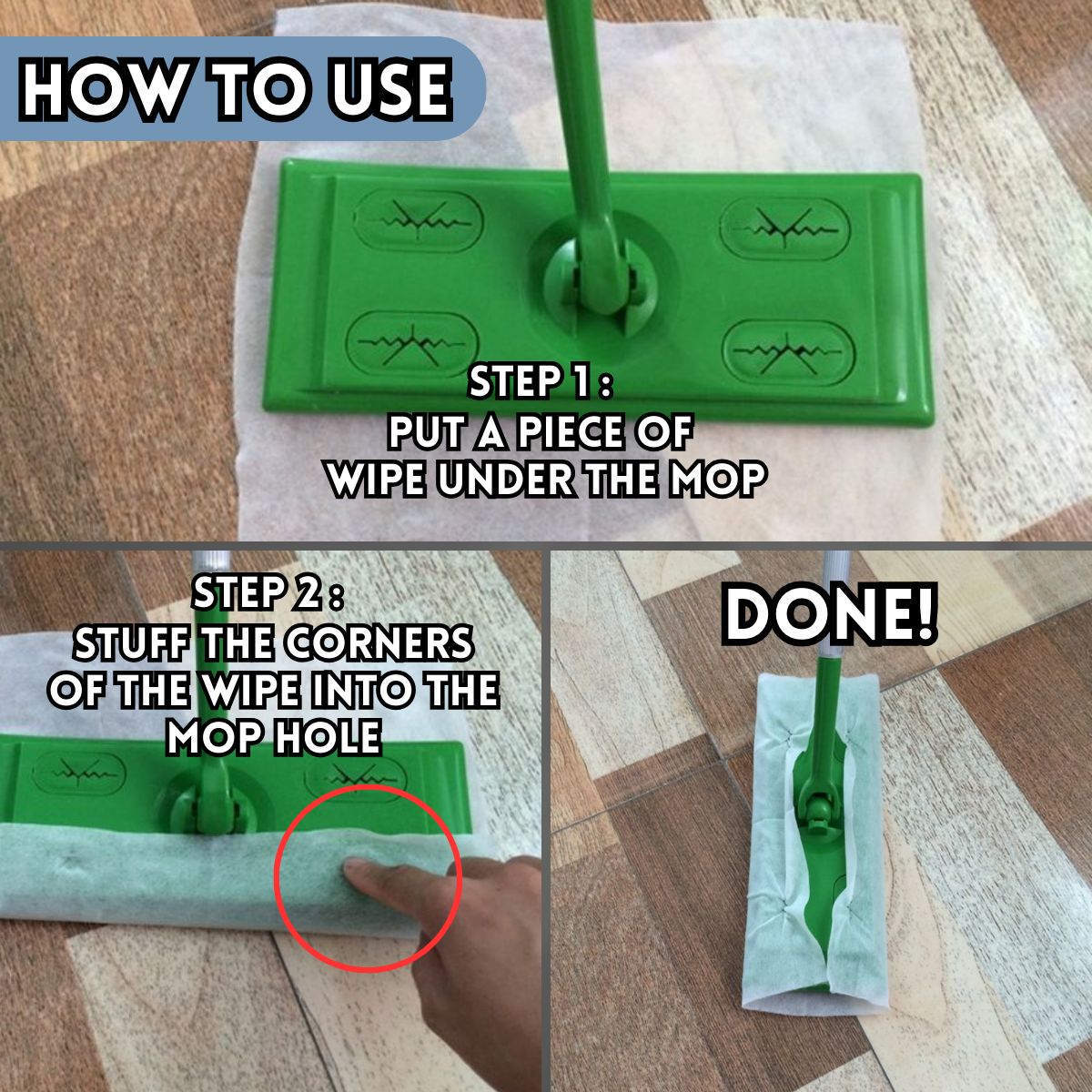 Tisu Basah Lantai Wiper Mop Lantai Penyapu Kertas Pakai Buang Kain Wet ...