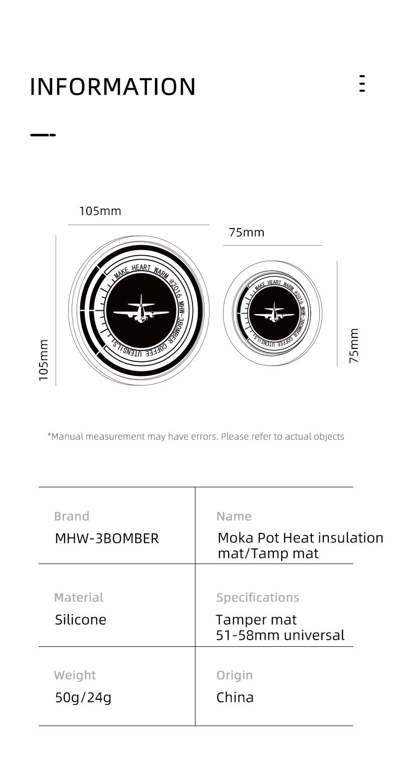 MHW-3BOMBER - Moka pot insulation mat / universal Tamper mat | Shopee ...
