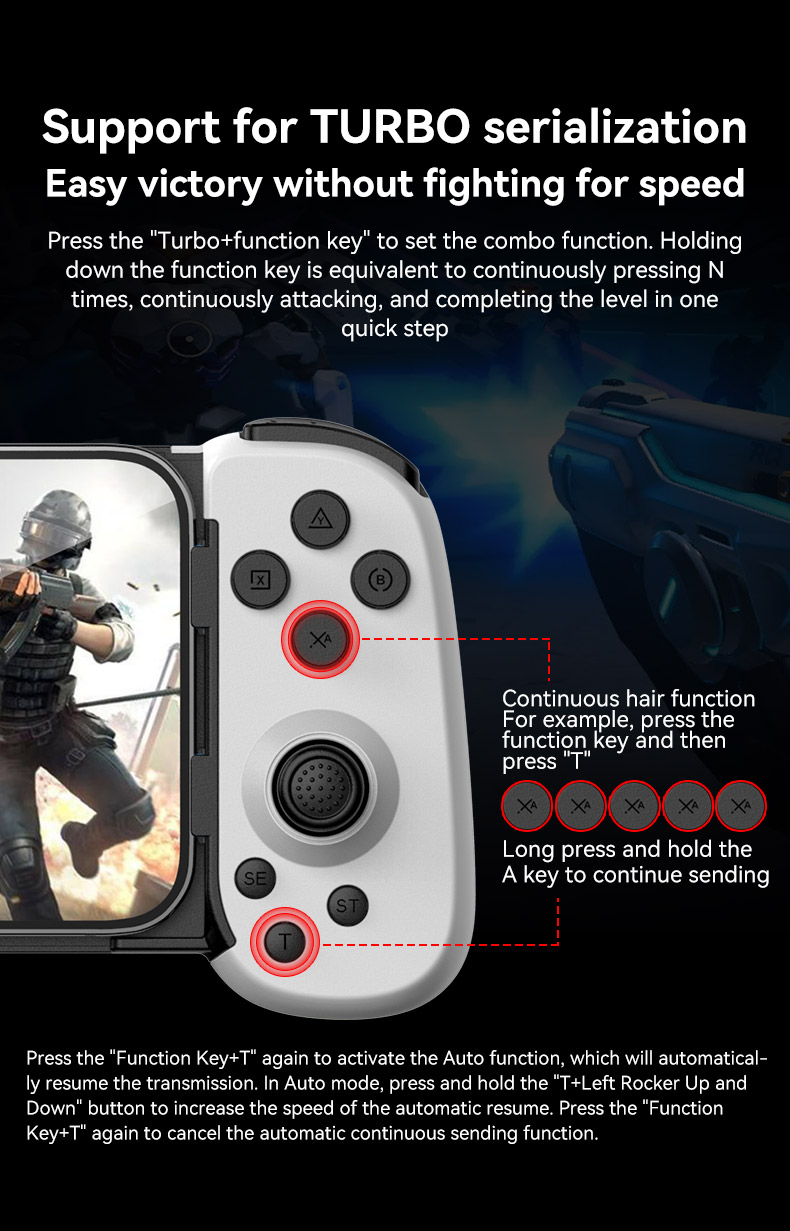 D6 Bluetooth Wireless Stretching Extendable Gaming Controller Gamepad ...