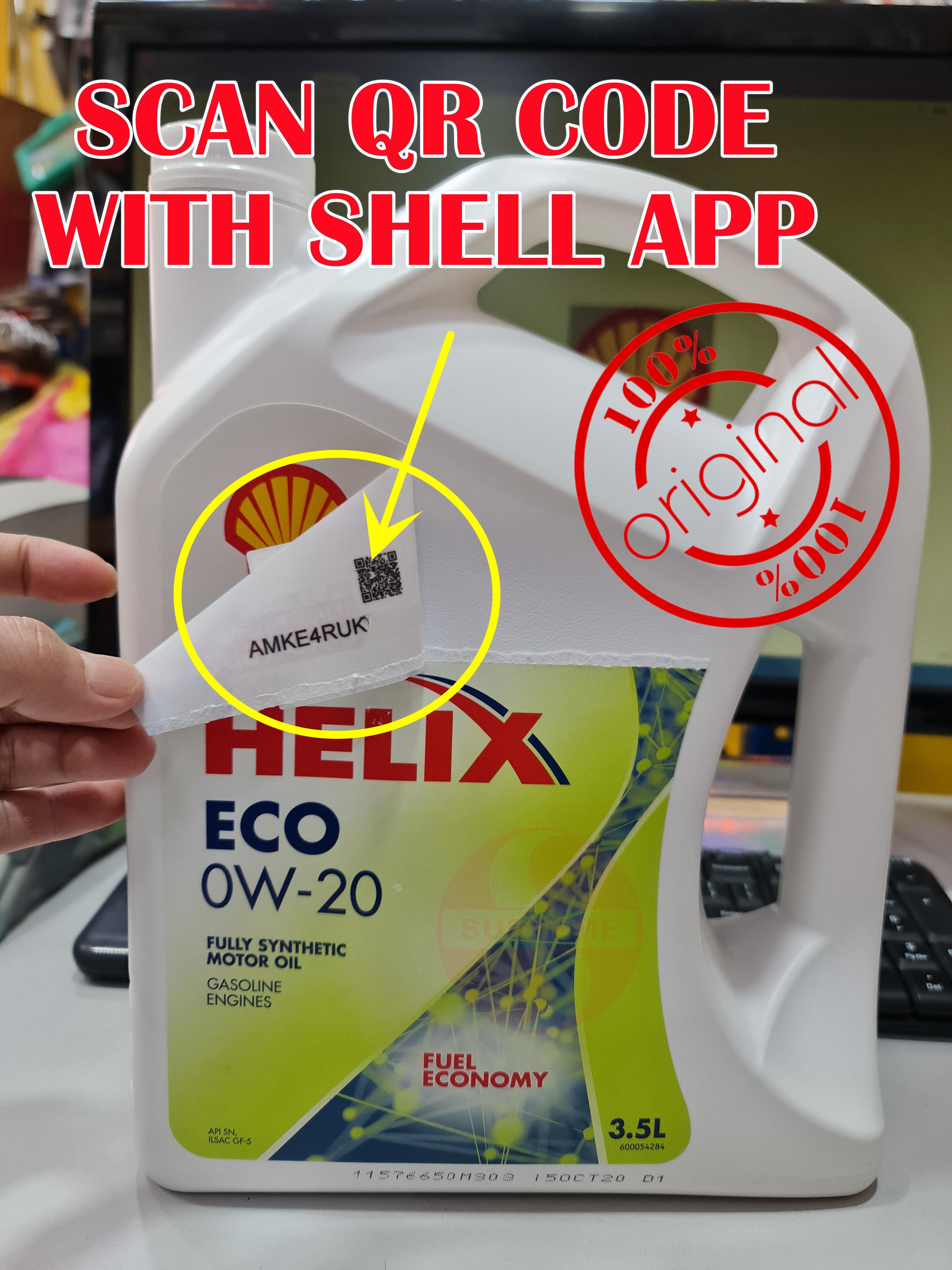 S2U Original Shell Helix Eco 0W20 Engine Oil Fully Synthetic 3.5Liter ...