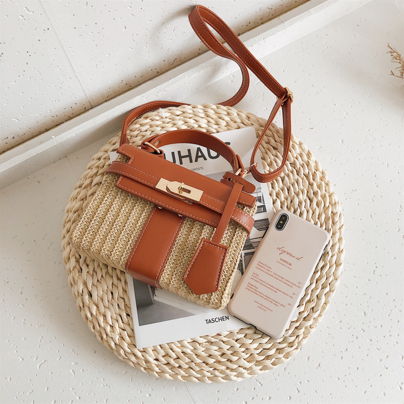 Korean Stylo Woven Knitted Beg Rotan Woman Rattan Sling Bag Handbag ...