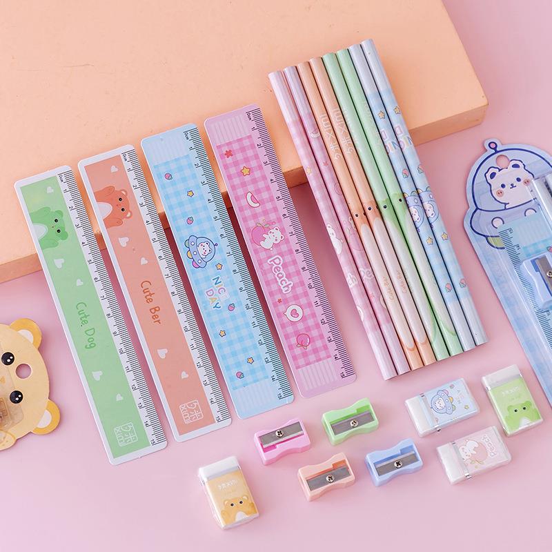 Deli Cute Bear Stationery 0017 0016 Cute Cartoon Stationery 5 In 1 Set ...