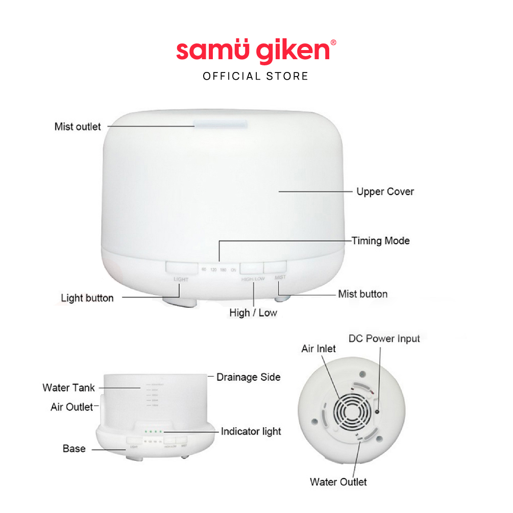 Samu Giken Aroma Humidifier Purifier Diffuser Quiet Light Diffuse ...