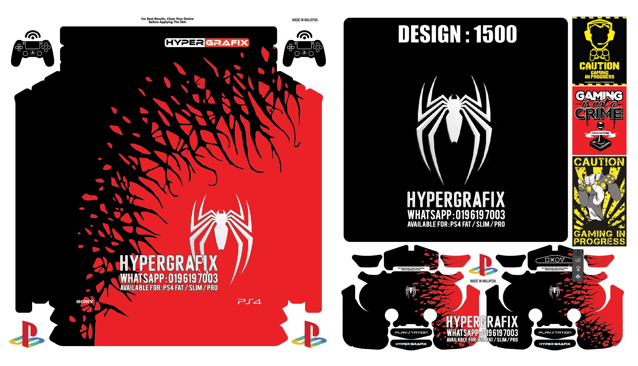PS4 STICKER SKIN (PS4 FAT / PS4 SLIM / PRO) PS4 DESIGN 1500 | Shopee ...