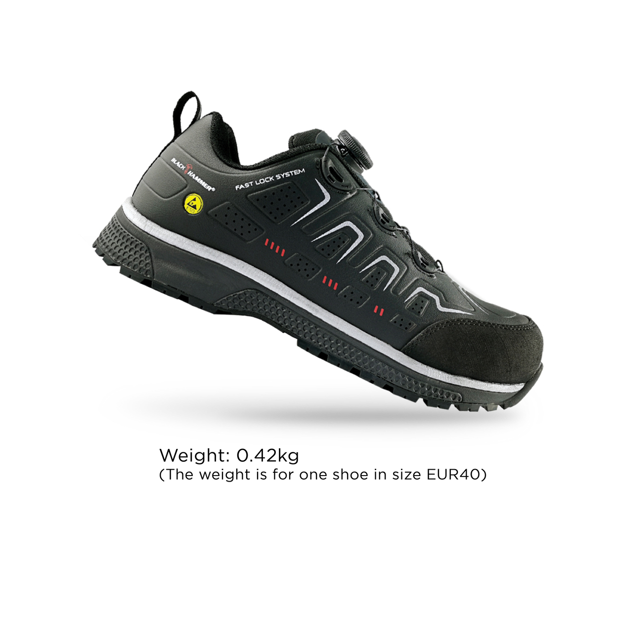 Black Hammer Pro Series Men Low Cut ESD Fastlock Light Weight Safety ...