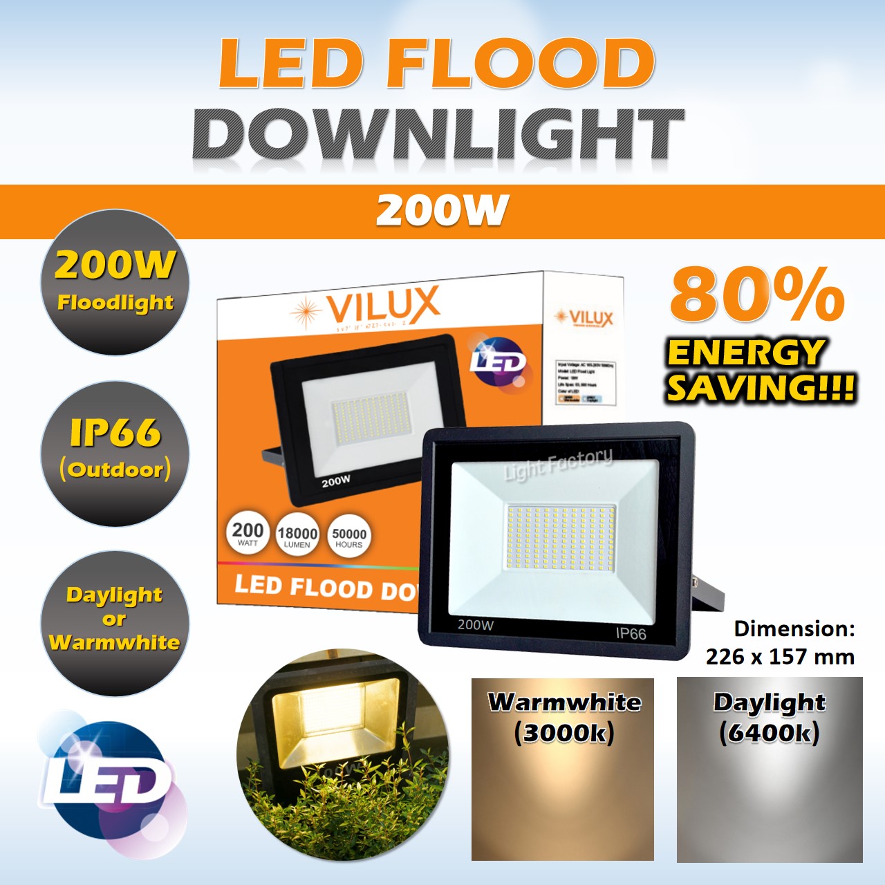 【Upgraded】10W | 30W | 50W | 100W | 200W LED Flood Light Outdoor Spotlight IP66 Waterproof Lampu ...