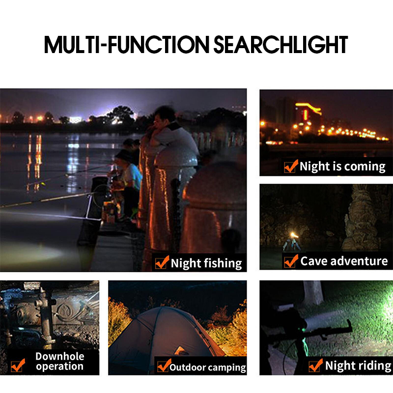 Rechargeable Torchlight Camping Flashlight Super Bright LED Hiking Lamp ...