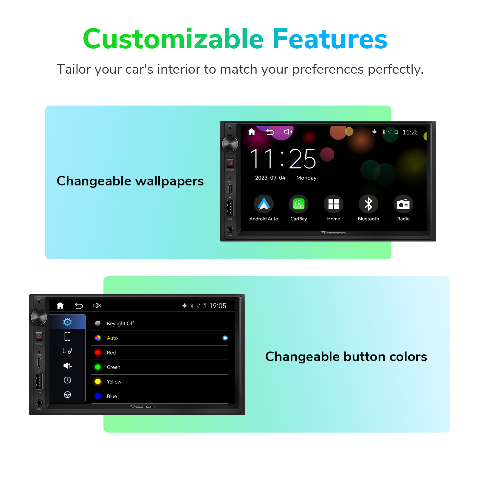 Eonon Linux Double Din Car Player for Bezza Axia Wira Viva Apple ...
