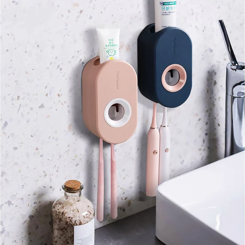 𝟐 𝐈𝐍 𝟏 Wall Mounted Automatic Toothpaste Squeezer Push Dispenser ...