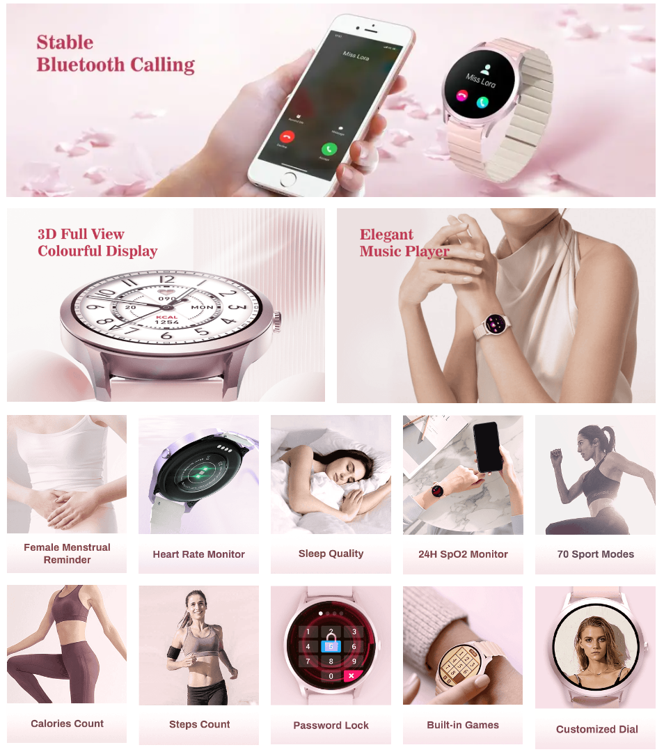 Kieslect Lora Original Smartwatch Women Lady Watch Smart Calling Watch ...