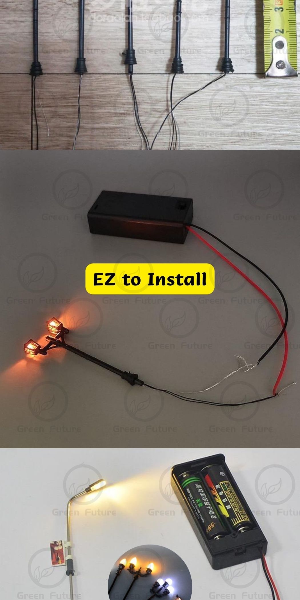 街灯 1 Pcs Miniature Diorama LED Street Light Lamp Fairy 路灯 Garden Home ...