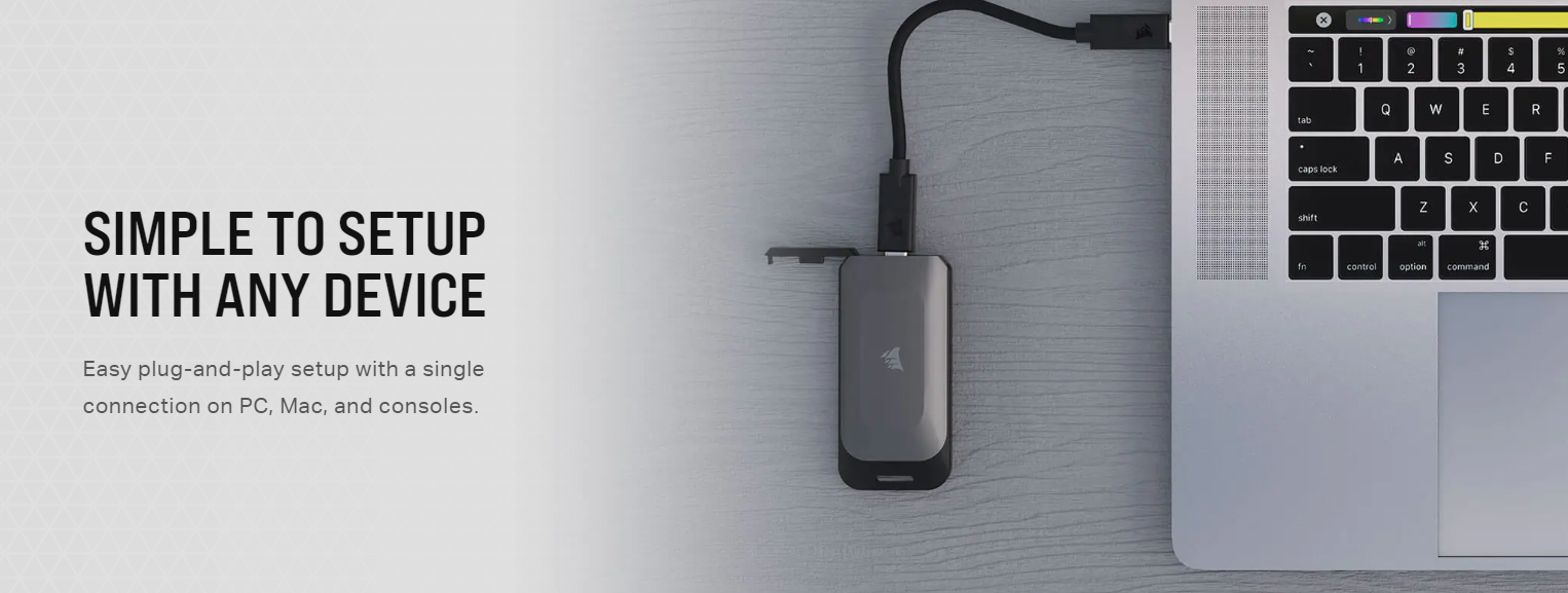 CORSAIR EX100U PORTABLE SSD SOLID STATE USB TYPE-C USB-C STORAGE DRIVE ...